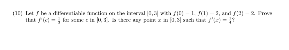 Solved (10) Let f be a differentiable function on the | Chegg.com