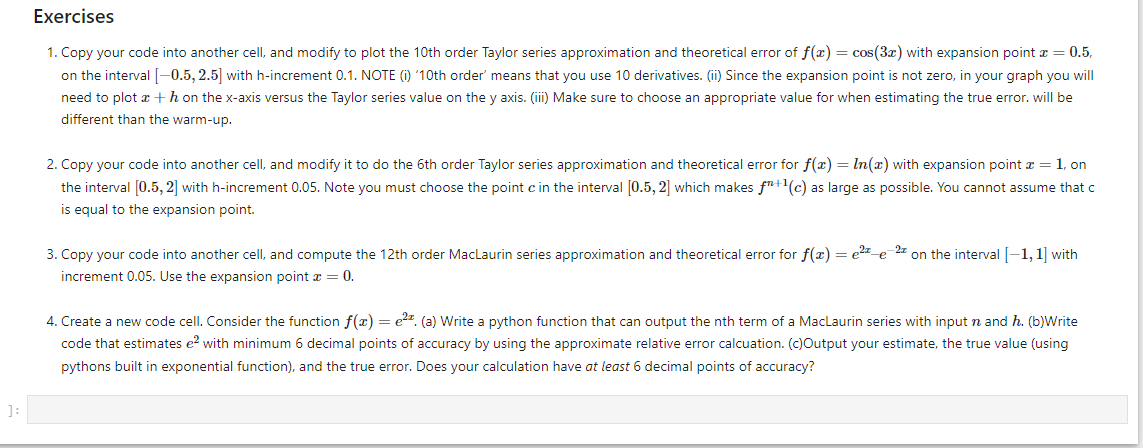 Solved Exercises1. ﻿Copy your code into another cell, and | Chegg.com