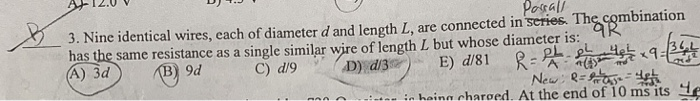 Solved 12.0 Possal -3. Nine identical wires, each ofdiameter | Chegg.com