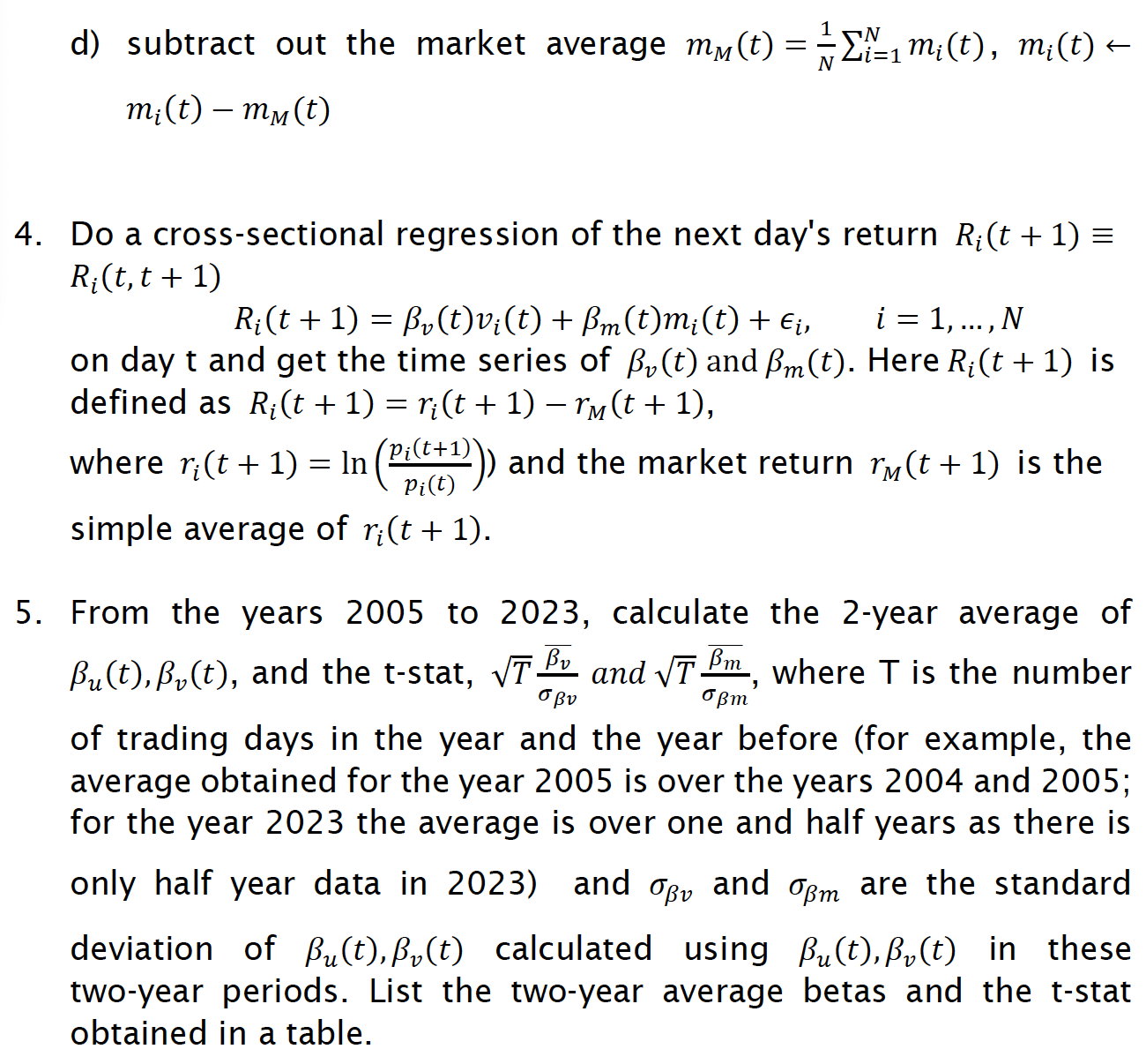 Solved Part A You will construct two alpha factors: V and M | Chegg.com