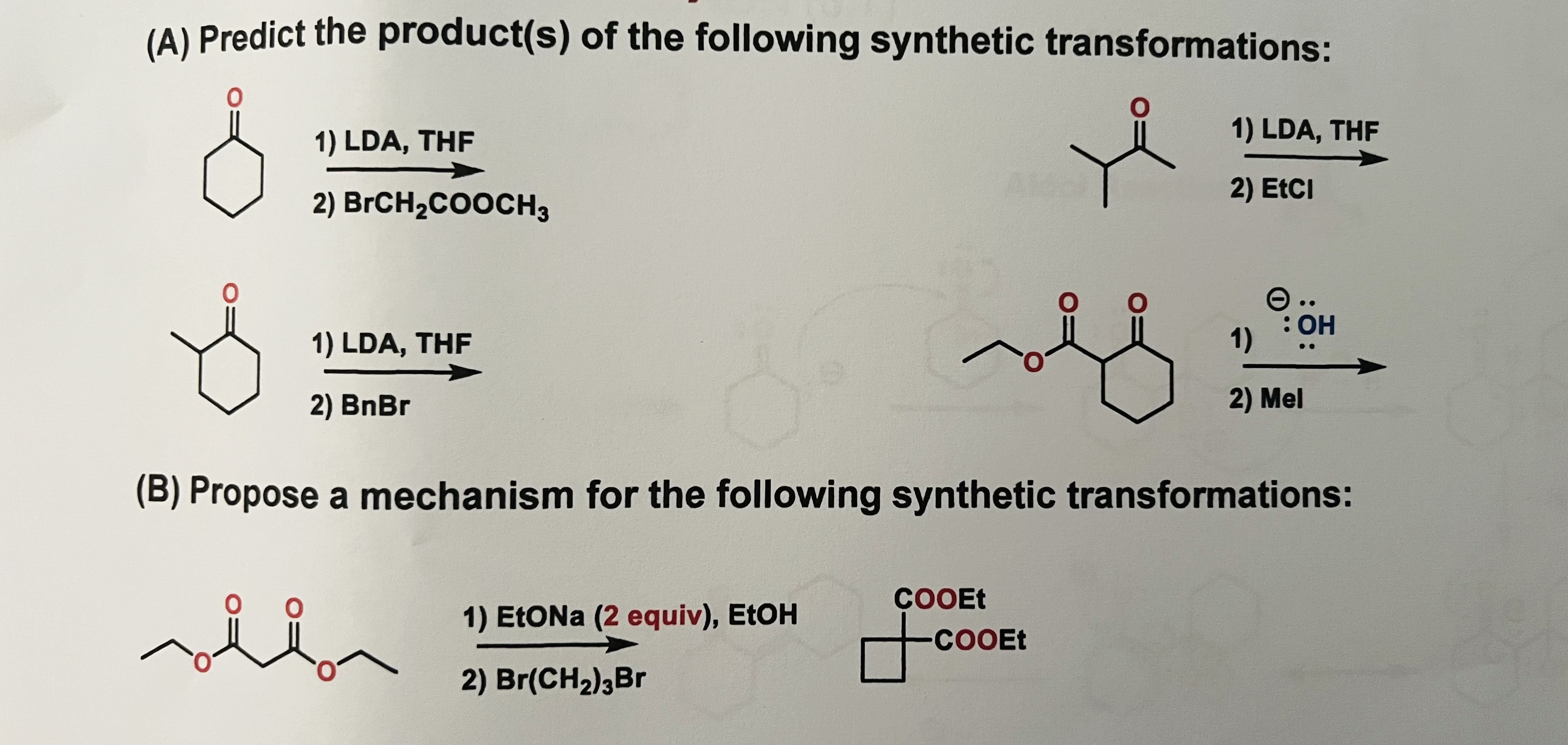 Solved (A) Predict the product(s) of the following synthetic | Chegg.com