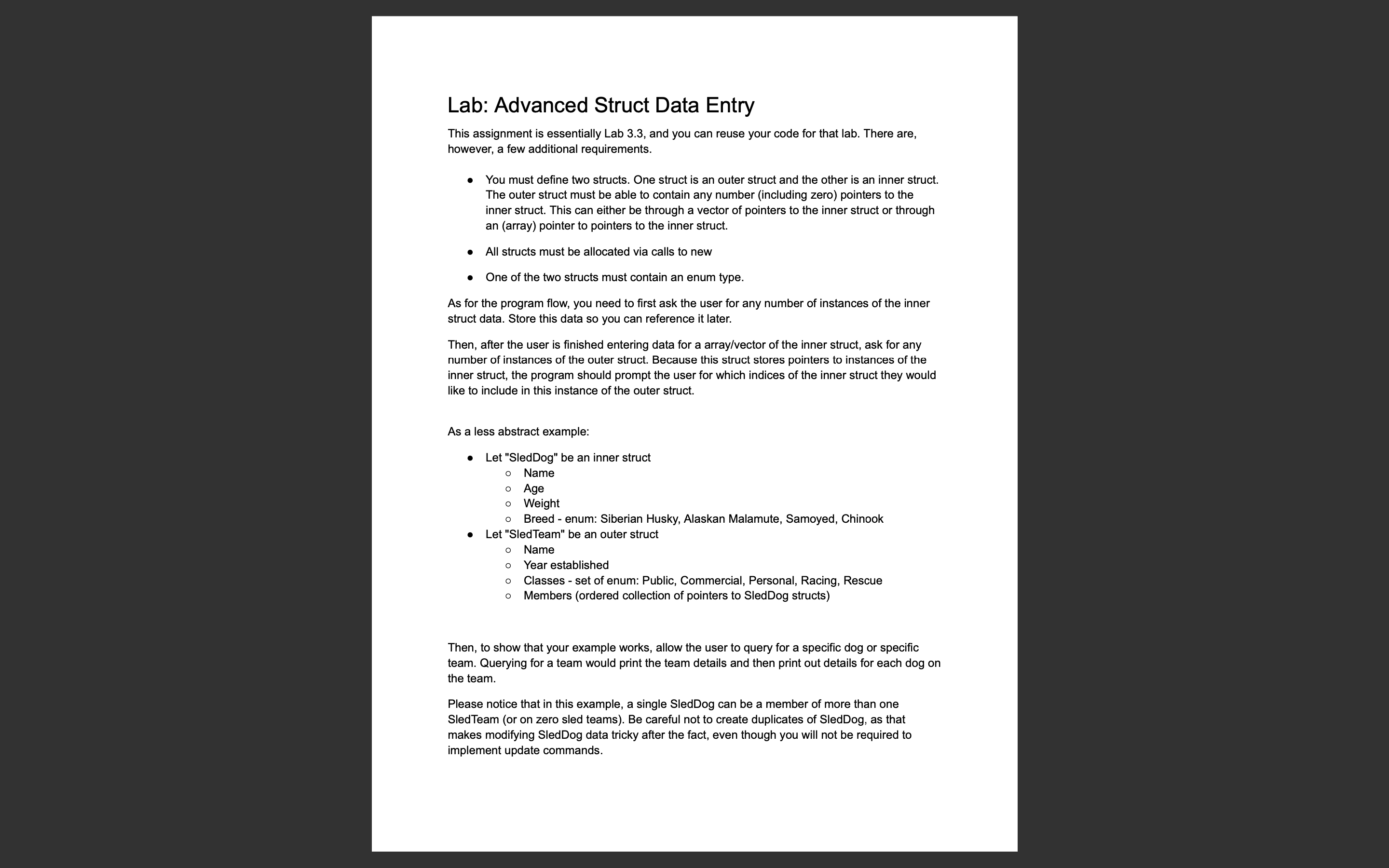 Solved Lab Advanced Struct Data Entry This Assignment Is