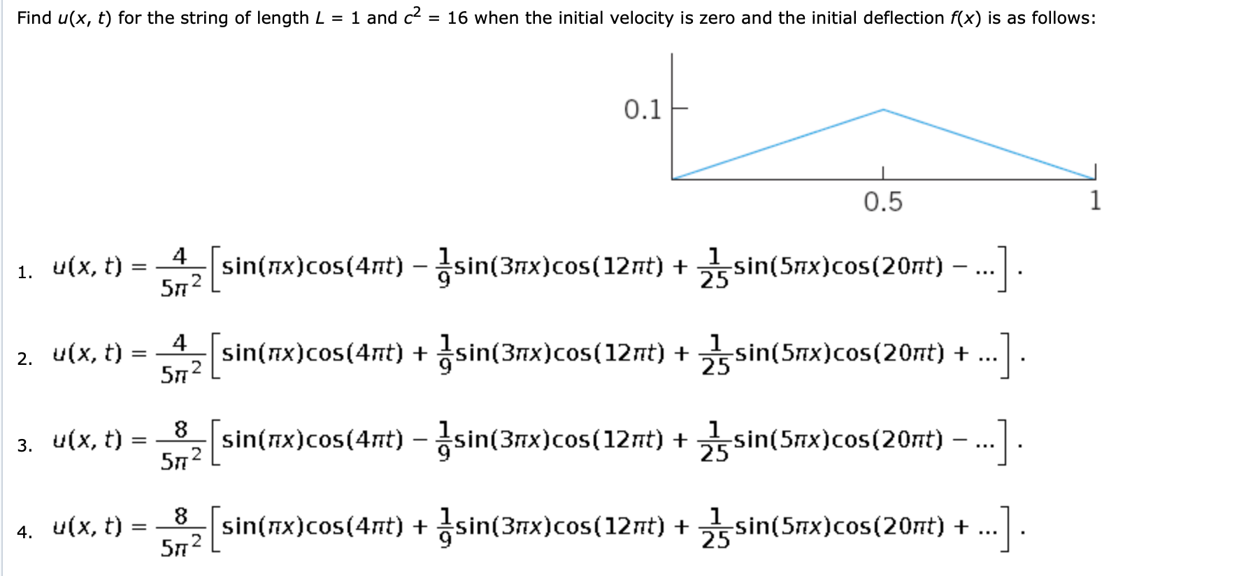 Find u(x, t) for the string of length L = 1 and 2 = | Chegg.com
