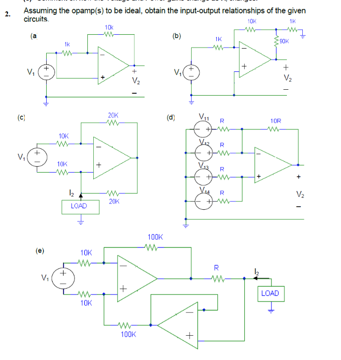 Solved 2. ﻿Assuming the opamp(s) ﻿to be ideal, obtain the | Chegg.com