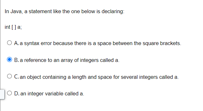 Solved In Java A Statement Like The One Below Is Declaring