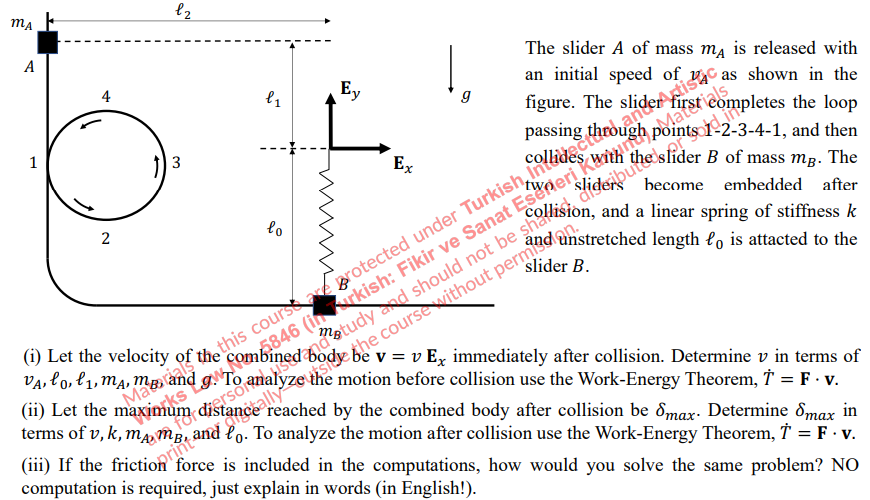 Solved (i) ﻿Let the velocity of the combined body be v=vEx | Chegg.com