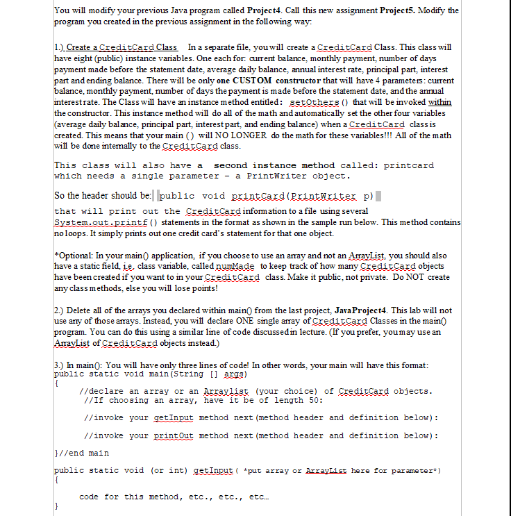 Solved You will modify your previous Java program called | Chegg.com