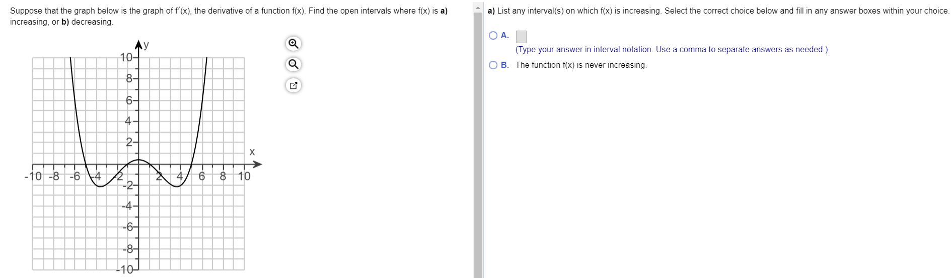 Solved a) List any interval(s) on which f(x) is increasing. | Chegg.com