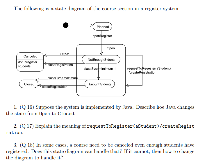 Solved The following is a state diagram of the course | Chegg.com