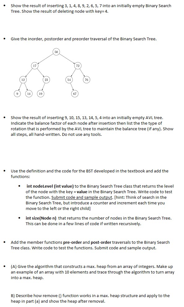 - Show the result of inserting \\( 3,1,4,8,9,2,6,5,7 | Chegg.com