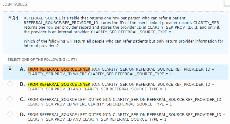 Solved JOIN TABLES #31 REFERRAL_SOURCE is a table that | Chegg.com