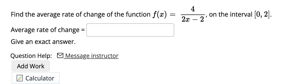 Solved Find the average rate of change of the function | Chegg.com