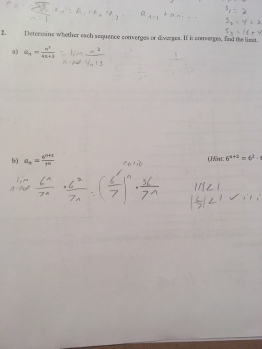 Solved determine whether each sequence converges or | Chegg.com