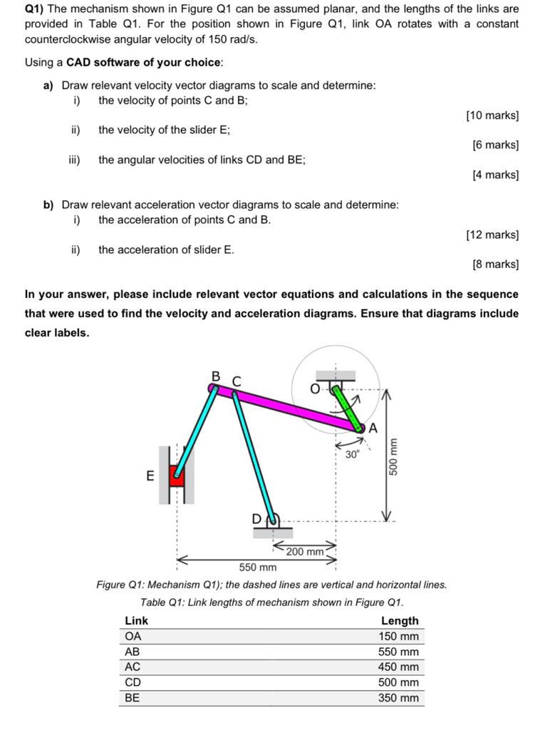 Solved Q1) The mechanism shown in Figure Q1 can be assumed | Chegg.com Solved Q1) The mechanism shown in Figure Q1 can be assumed | Chegg.com