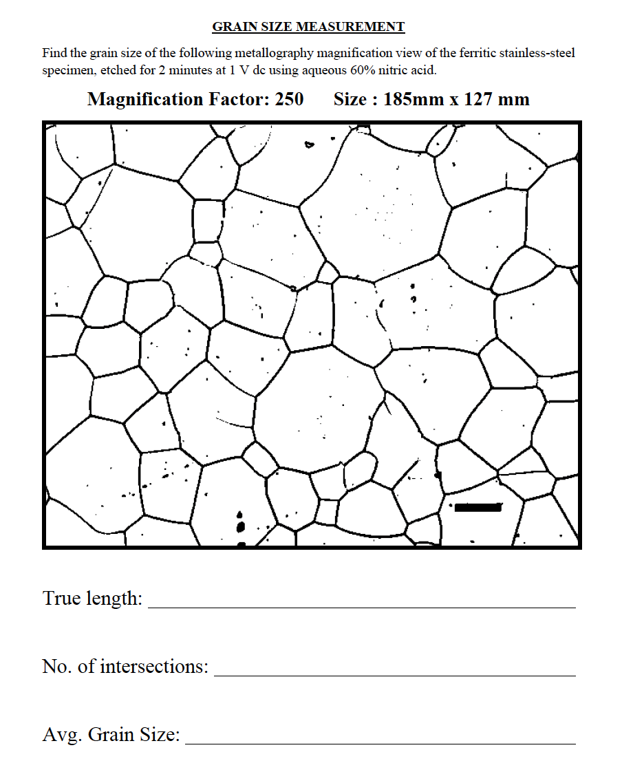 Solved GRAIN SIZE MEASUREMENTFind the grain size of the | Chegg.com