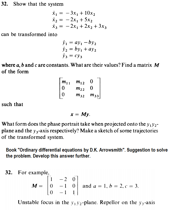 Solved 32. Show that the system * – 3x1 + 10x2 *2 - 2x1 + | Chegg.com