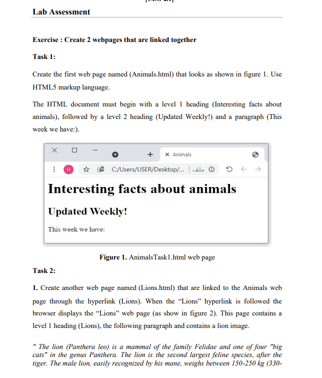 Exercise : Create 2 webpages that are linked together | Chegg.com