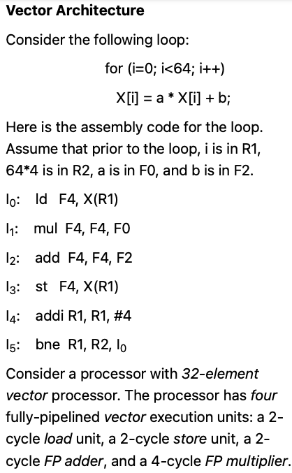 Solved Vector Architecture Consider the following loop: for | Chegg.com