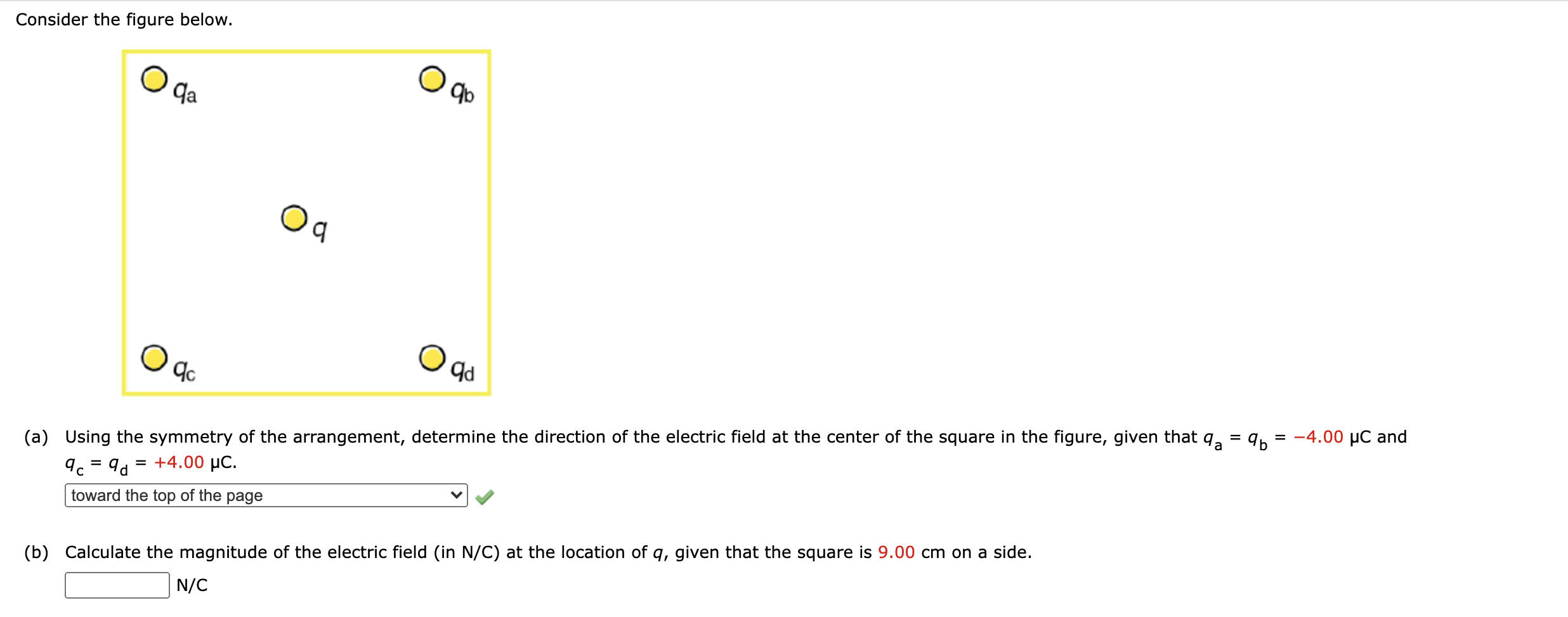 Solved Consider the figure below. qa 96 q O 90 ad = = -4.00 | Chegg.com