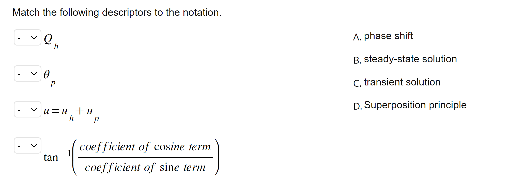 Solved Match the following descriptors to the notation. Qh p | Chegg.com