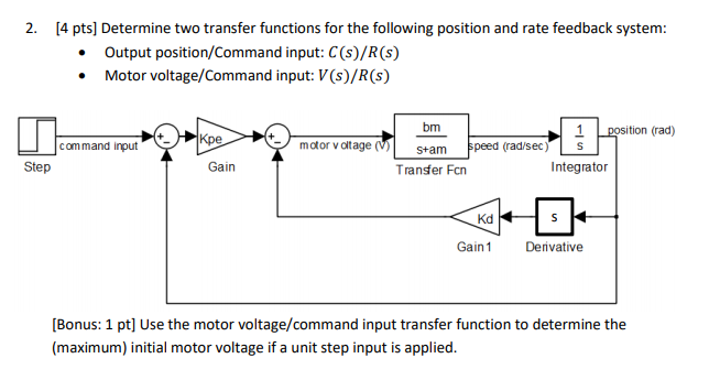 Solved 2. [4 pts] Determine two transfer functions for the | Chegg.com