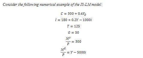 Solved Consider the following numerical example of the IS-LM | Chegg.com