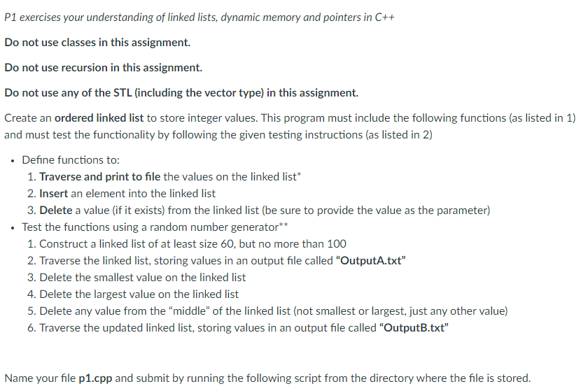 Solved P1 exercises your understanding of linked lists, | Chegg.com