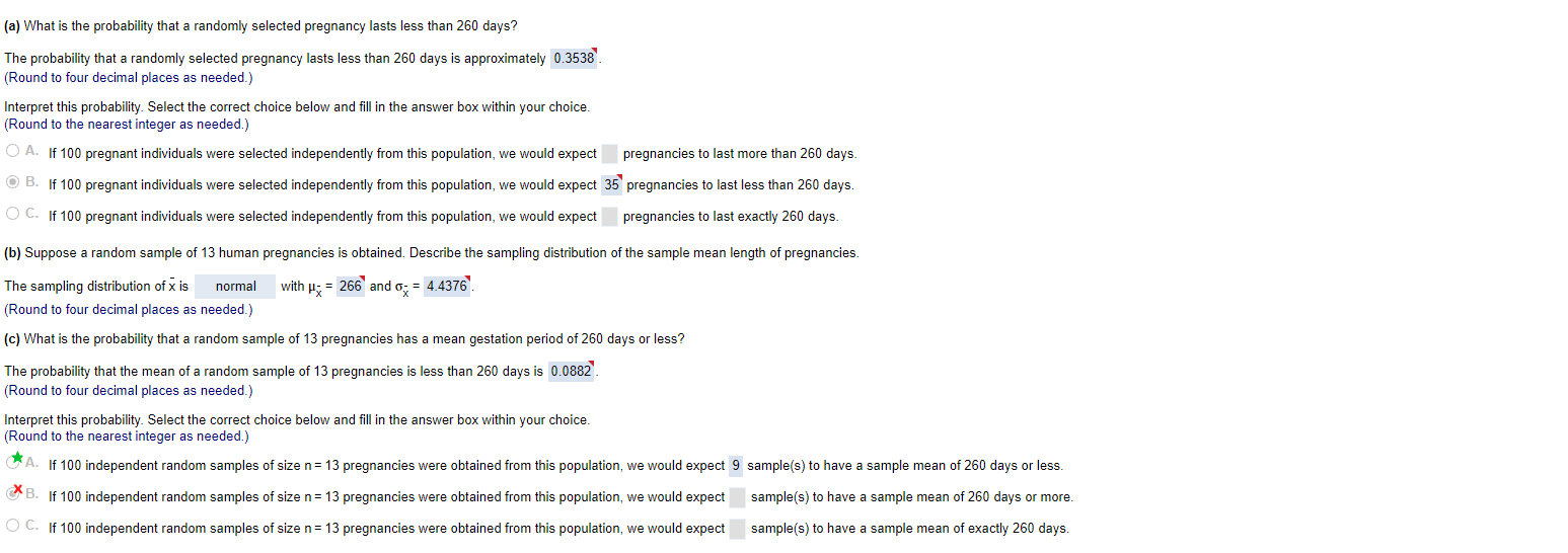 Solved The length of human pregnancies is approximately | Chegg.com