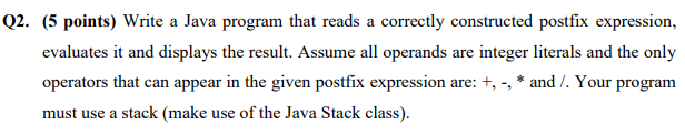 Solved Q2. (5 points) Write a Java program that reads a | Chegg.com