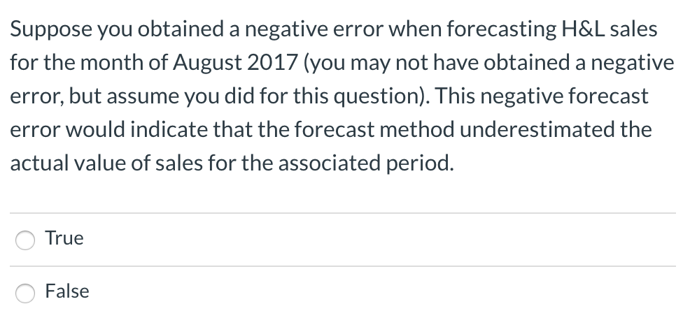 Solved Suppose you obtained a negative error when | Chegg.com
