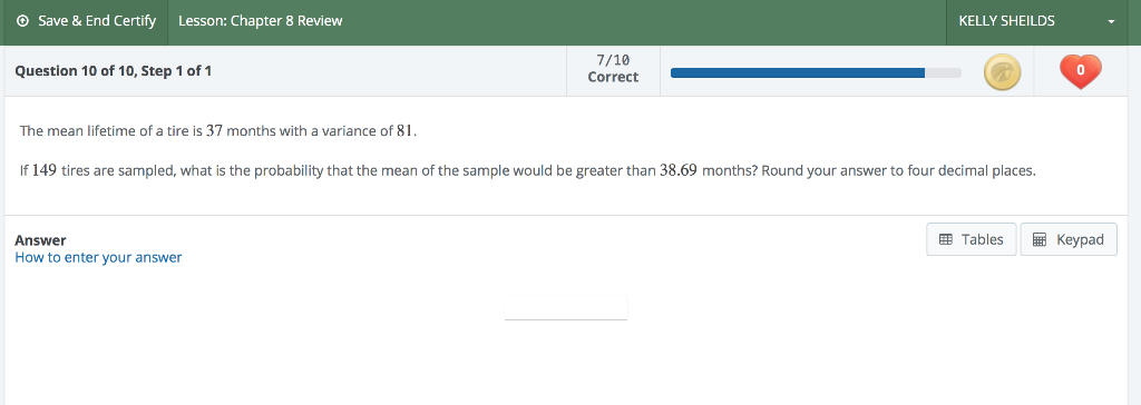 Solved O Save & End Certify Lesson: Chapter 8 Review KELLY | Chegg.com