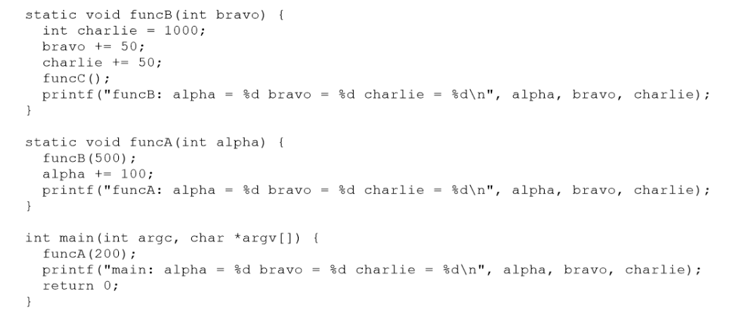 Solved In real C (static scoping), the first line printed by | Chegg.com
