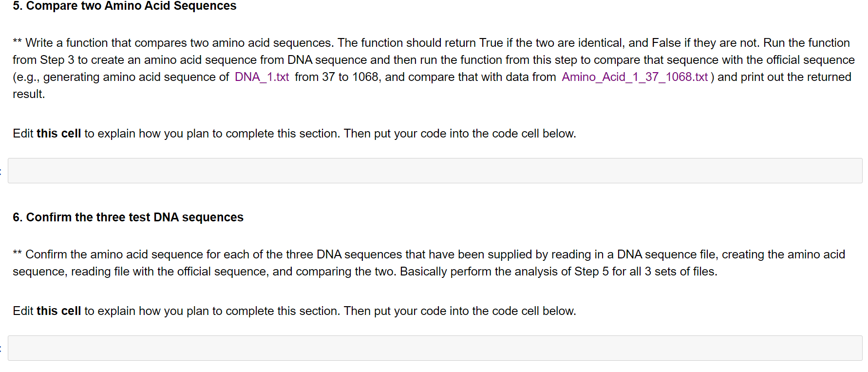 Solved ** Write a function that compares two amino acid | Chegg.com
