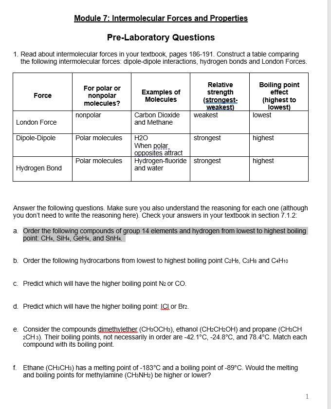 Solved Module 7: Intermolecular Forces and Properties | Chegg.com