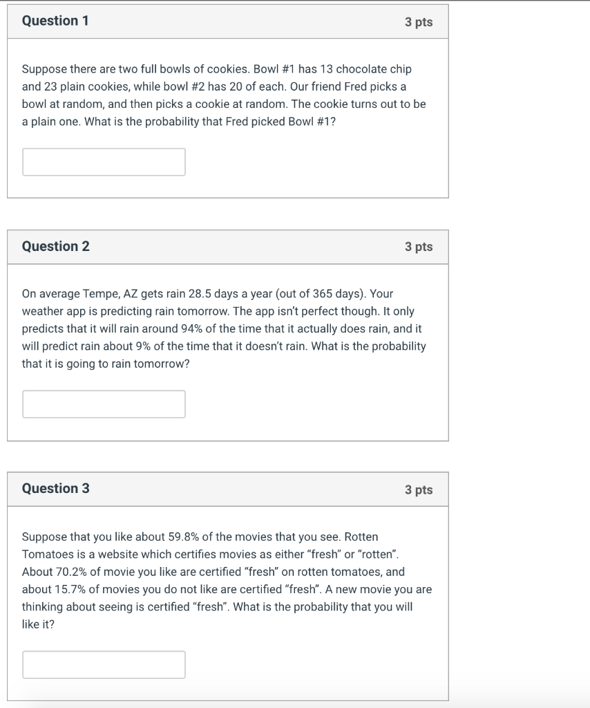 Solved Question 1 3 pts Suppose there are two full bowls of | Chegg.com Solved Question 1 3 pts Suppose there are two full bowls of | Chegg.com
