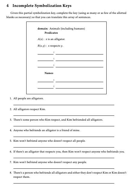Solved 4 Incomplete Symbolization Keys Given this partial | Chegg.com