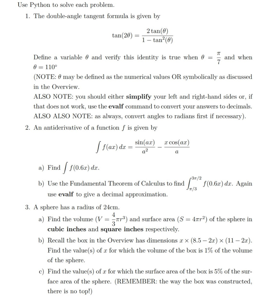 Solved Need help solving this Calculus 2 problem with Python | Chegg.com
