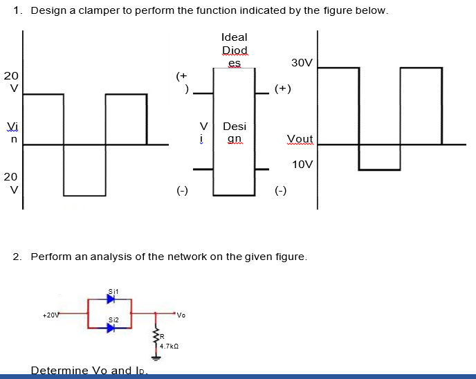 Solved 1. Design a clamper to perform the function indicated | Chegg.com