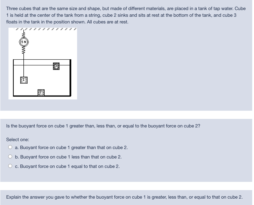 Solved Three cubes that are the same size and shape, but | Chegg.com