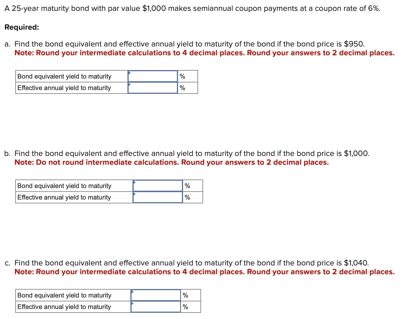 Solved A 25-year maturity bond with par value $ 1,000 ﻿makes | Chegg.com