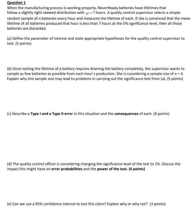 Solved Question 1 When the manufacturing process is working | Chegg.com