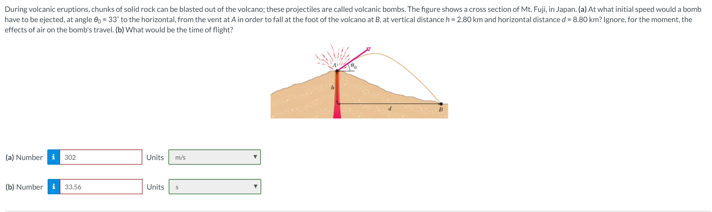 Solved During volcanic eruptions, chunks of solid rock can | Chegg.com