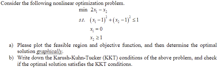 Consider the following nonlinear optimization | Chegg.com