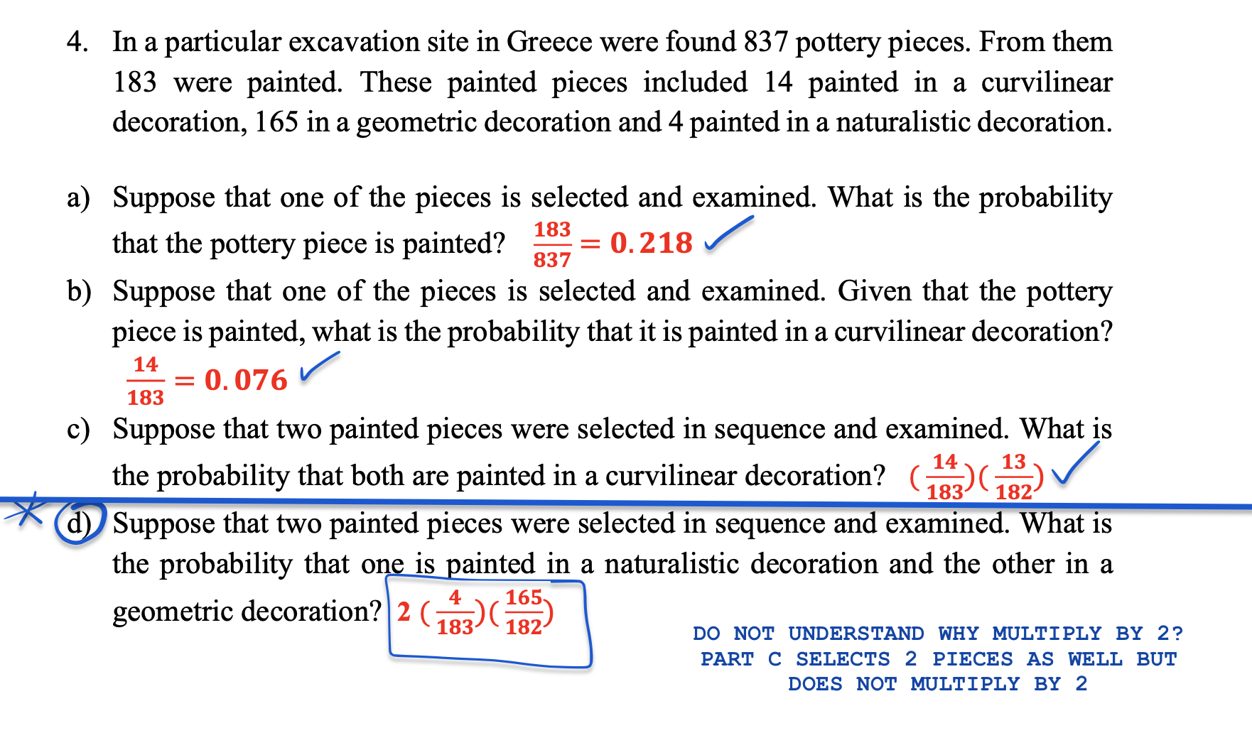 Solved I understand parts a-c. But why multiply by 2 in part | Chegg.com