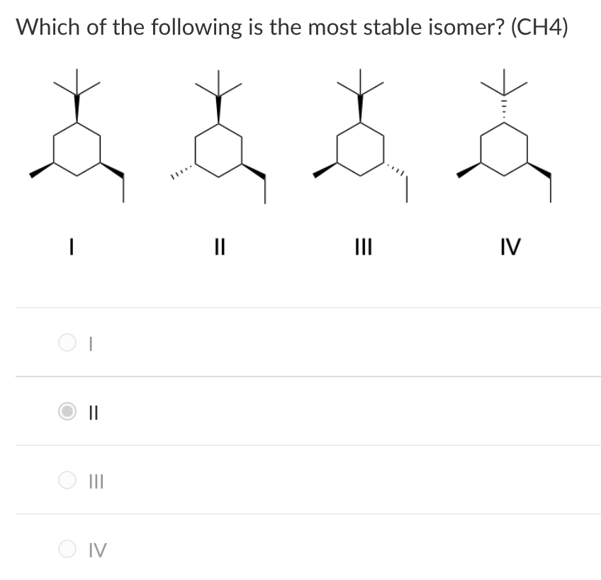 Solved Which of the following is the most stable isomer? | Chegg.com