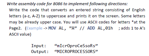 Solved Write assembly code for 8086 to implement following | Chegg.com