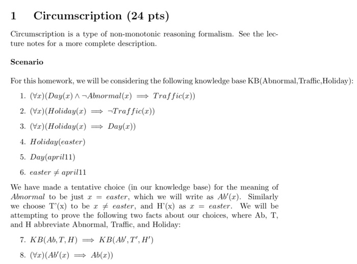 1 Circumscription (24 pts) Circumscription is a type | Chegg.com