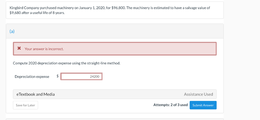 Solved Kingbird Company purchased machinery on January 1, | Chegg.com Solved Kingbird Company purchased machinery on January 1, | Chegg.com
