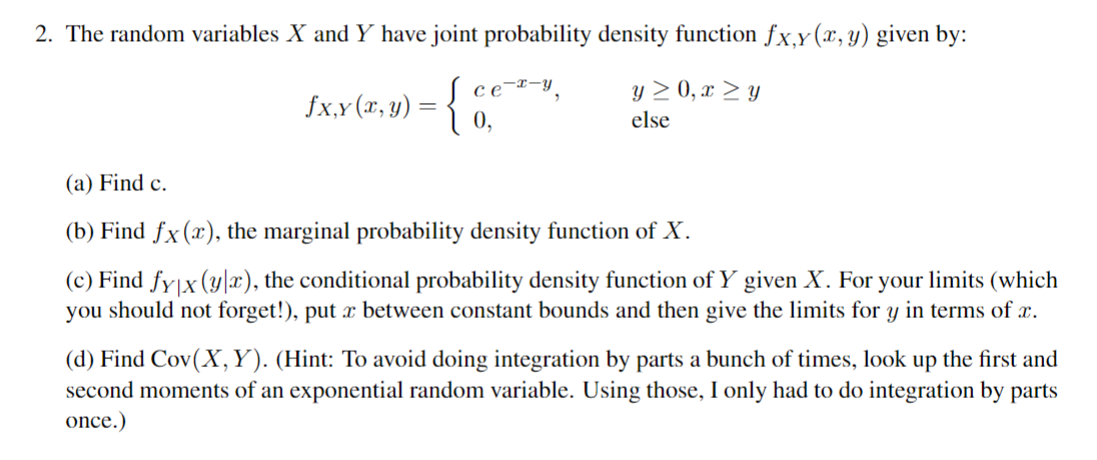 Solved The random variables x ﻿and Y ﻿have joint probability | Chegg.com