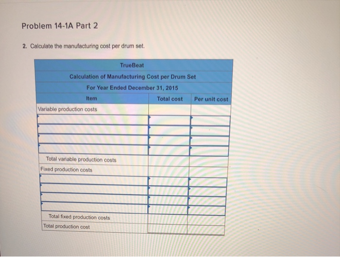 Solved Problem 14-1A Cost computation, classification, and | Chegg.com
